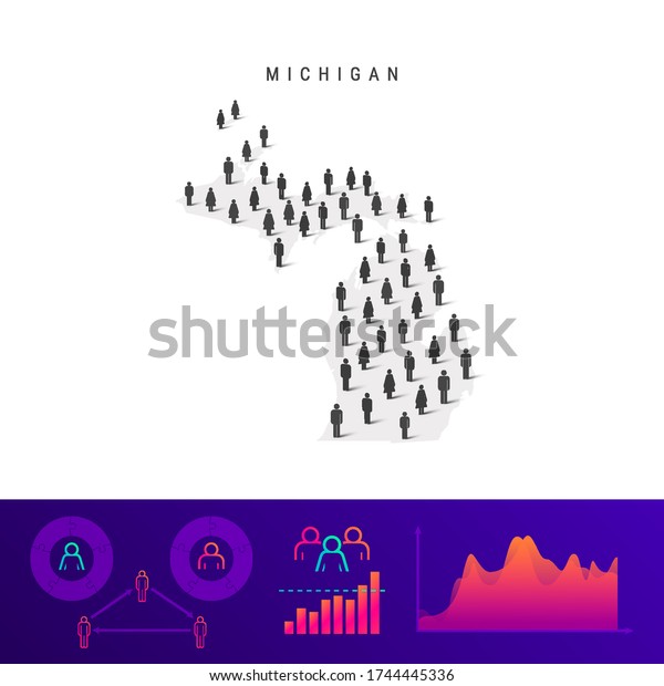 Michigan People Map Detailed Vector Silhouette Stock Vector (Royalty ...