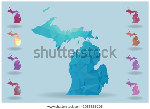 Michigan State Map Triangle Geometry Vector Stock Vector (Royalty Free ...