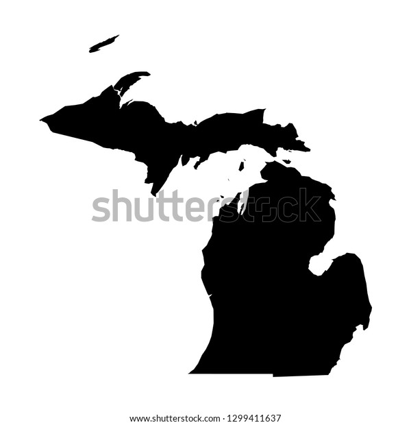 Michigan State Usa Solid Black Silhouette Stock Vector (Royalty Free ...