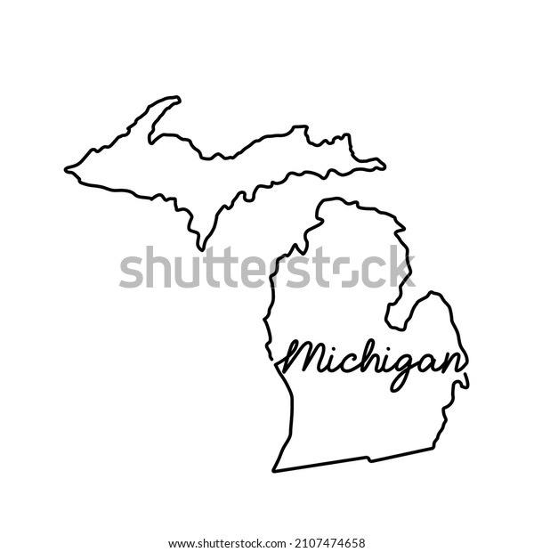 Michigan Us State Outline Map Handwritten Stock Vector (Royalty Free ...