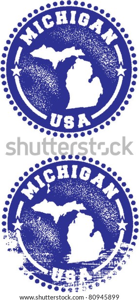 Michigan Usa Stamps Stock Vector (Royalty Free) 80945899