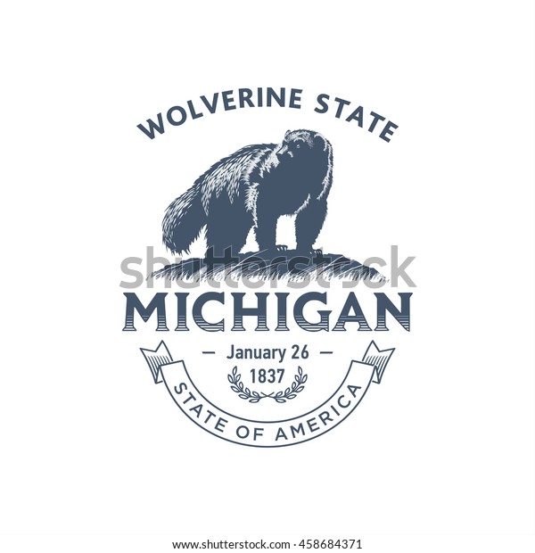 Michigan Wolverine State Stylized Emblem State Stock Vector (Royalty ...