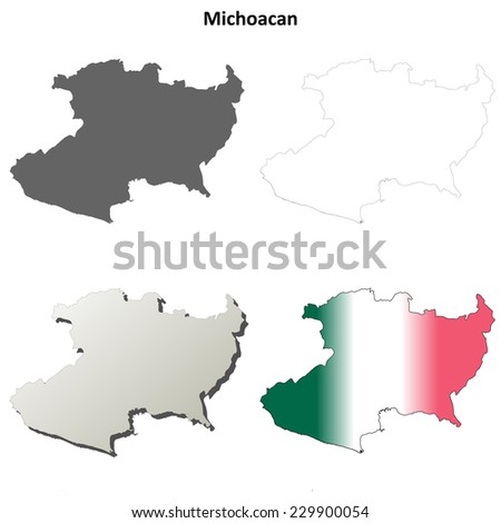 Michoacan Blank Outline Map Set Stock Vector (Royalty Free) 229900054 ...