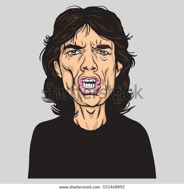 Mick Jagger Vector Portrait Illustration Caricature 스톡 벡터(로열티 프리 ...