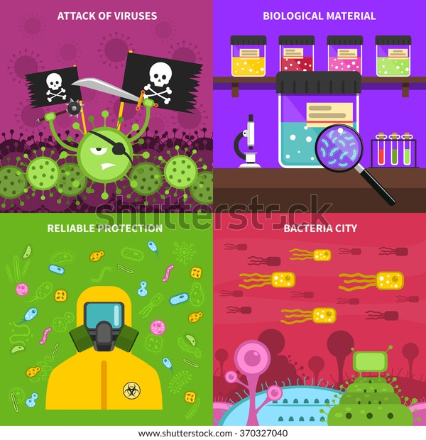 Microbiology Design Concept Set Bacteria Protection Stock Vector ...