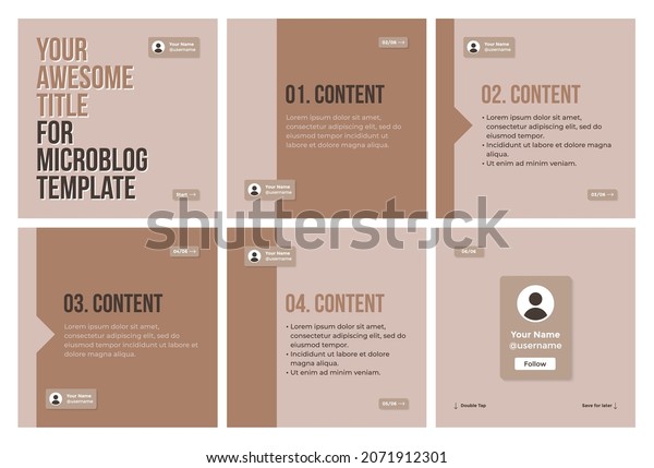 Microblog Carousel Slides Template Instagram Six Stock Vector (Royalty ...