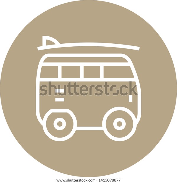 Microbus Camper Surfboard Outline Icon: vector de stock (libre de ...
