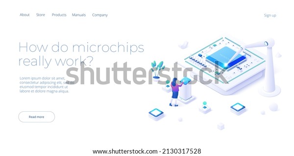Microchip Concept Illustration Isometric Vector Design 库存矢量图（免版税 ...
