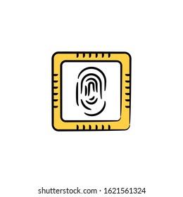 Microchip Finger Scan Yellow Hand Drawn Stock Vector (Royalty Free ...