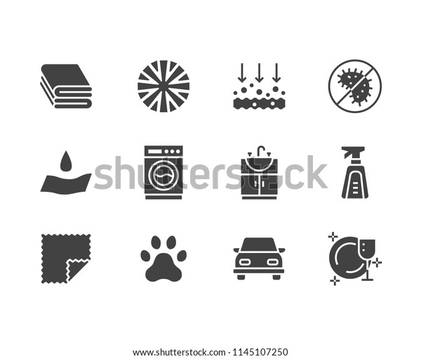 Microfiber Cloth Properties Flat Glyph Icons Stock Vector (Royalty Free ...