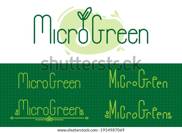 Microgreens Lettering Logo Packagingvector Organic Food Stock Vector ...