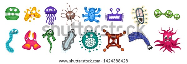 Microorganism Virus Vector Cartoon Bacteria Germ Stock Vector (Royalty ...