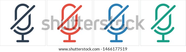 Microphone Audio Muted illustration. Mute Microphone icon. Retro ...