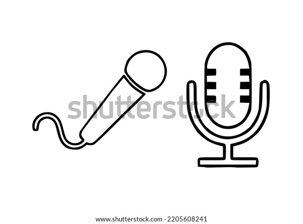 Microphone Mic Outline On White Stock Vector (Royalty Free) 2205608241 ...