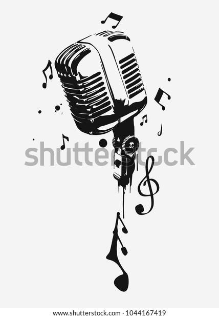 Microphone Notes Vector Illustration Stock Vector (Royalty Free) 1044167419
