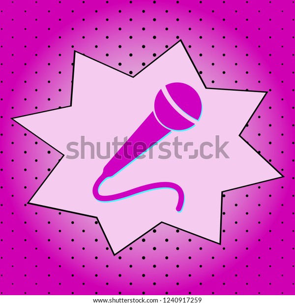 Microphone Purple Icon Popart Background Vector Stock Vector (Royalty ...