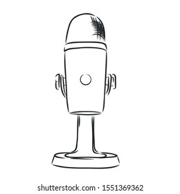 Microphone Sketch Contour Vector Illustration Stock Vector (Royalty ...