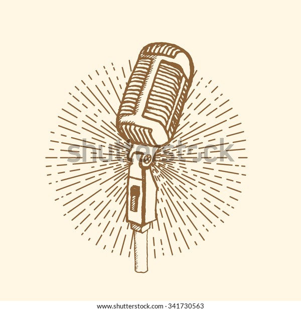 Microphone Vintage Style Hand Drawn Pen Stock Vector (Royalty Free ...