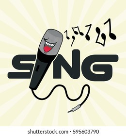 Microphone Word Sing Musical Note Vector Stock Vector (Royalty Free ...