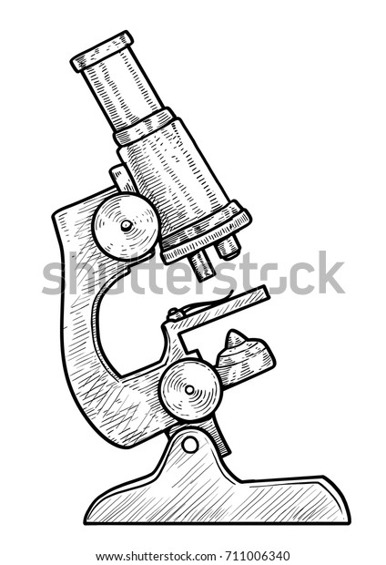 Microscope Illustration Drawing Engraving Ink Line Stock Vector ...