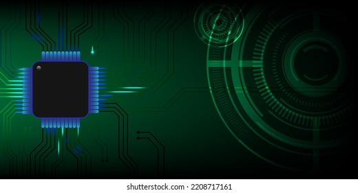 Microship On Electronic Circuit Board Background Stock Vector (Royalty ...