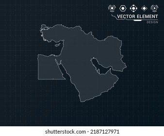 Middle East Map Black Digital Frame Stock Vector (Royalty Free ...