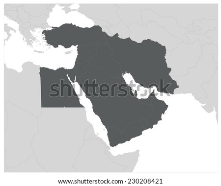 Middle East Map Gray EPS 8 Stock Vector (Royalty Free) 230208421 ...