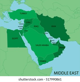 Middle East Map Green Stock Vector (Royalty Free) 517990861 | Shutterstock
