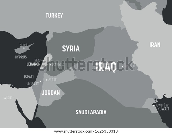 Middle East map - grey colored on dark background. High detailed ...