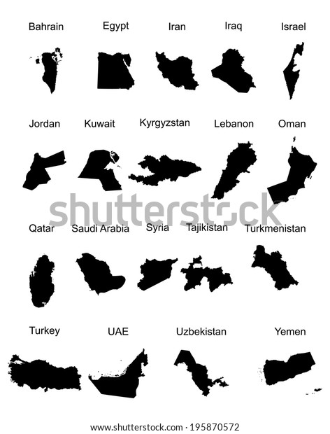 Middle East Vector Set States High Stock Vector (Royalty Free) 195870572