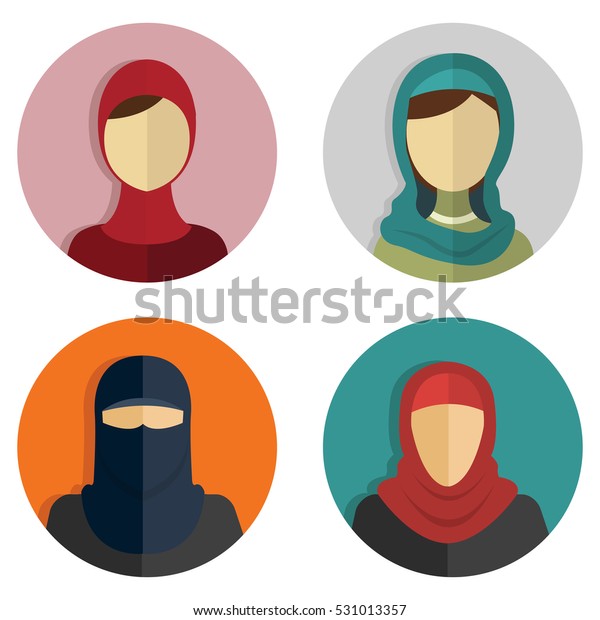 Middle Eastern Arabic Women Muslim Avatar Stock Vector (Royalty Free ...