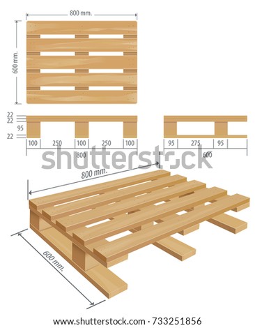 Middle Wooden Pallet Perspective Front Side Stock Vector (Royalty Free ...