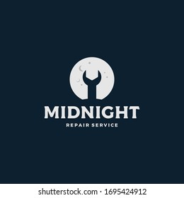 Midnight Service Logo Design Vector Illustration Stock Vector (Royalty ...