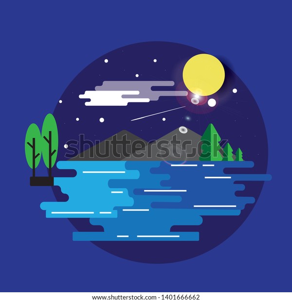 Midnight Sky Background Template Design Flat Stock Vector (Royalty Free ...