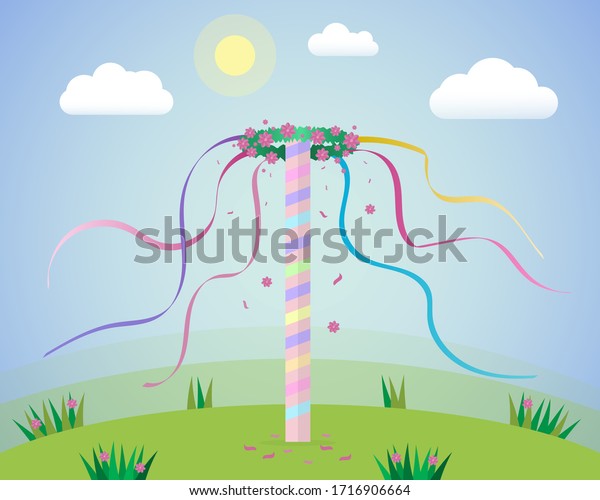 Midsummer Maypole Dance Beltane Holiday Stock Vector (Royalty Free ...