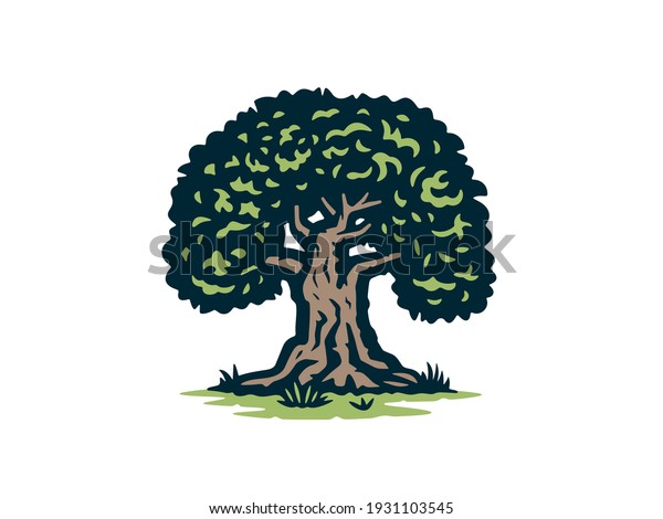 Mighty Tree Vector Illustration Color Version Stock Vector (Royalty ...
