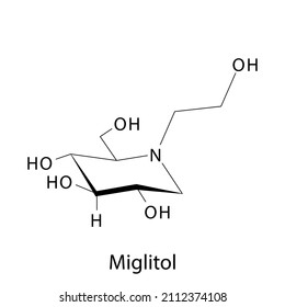 Miglitol Molecular Structure Flat Skeletal Chemical Stock Vector ...