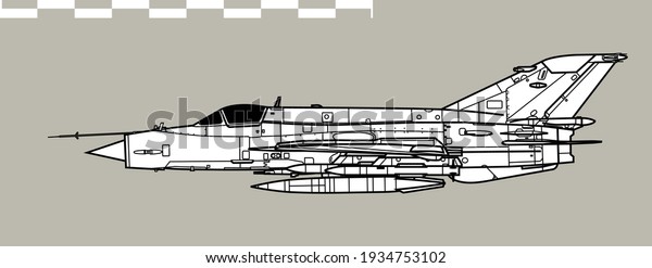 Mikoyan Mig21 Bison Vector Drawing Supersonic Stock Vector (Royalty ...