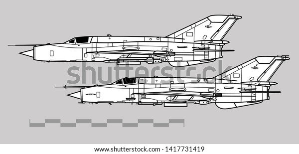 Mikoyan Mig21 Fishbed Outline Vector Drawing Stock Vector (Royalty Free ...