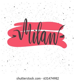 Milan Lettering Hand Drawn Vector Illustration Stock Vector (Royalty ...