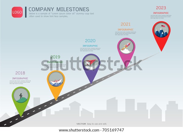 Milestone Timeline Infographic Design Road Map Stok Vektör (Telifsiz ...