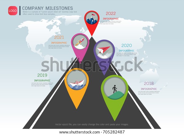 Milestone Timeline Infographic Design Road Map Stock Vector (Royalty ...