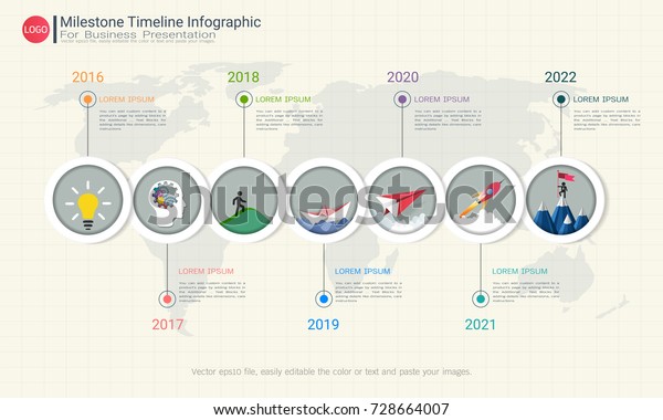 Milestone Timeline Infographic Design Road Map Stock Vector (Royalty ...