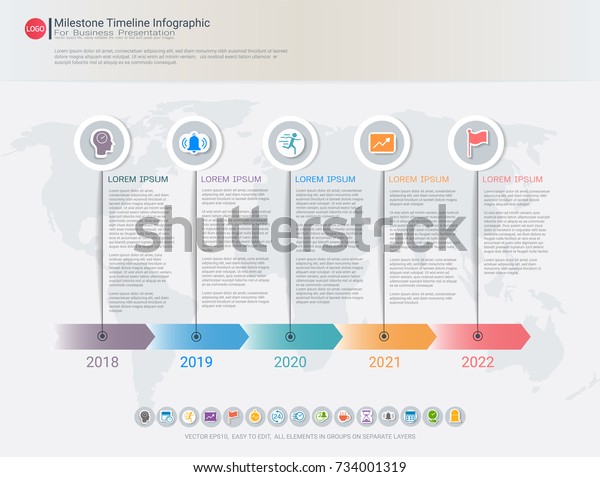 Milestone Timeline Infographic Template Five Steps Stock Vector ...