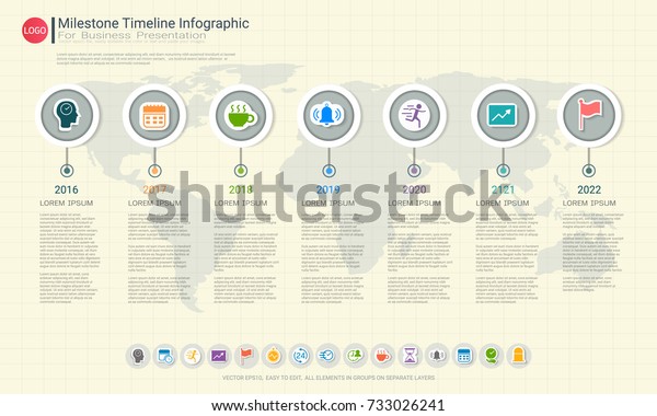 Milestone Timeline Infographic Template Seven Steps Stock Vector ...