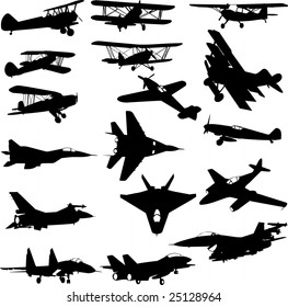 Military Stealth Aircraft Silhouettes Collection Vector Stock Vector ...