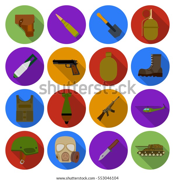 Military Army Set Icons Flat Style Stock Vector (Royalty Free) 553046104