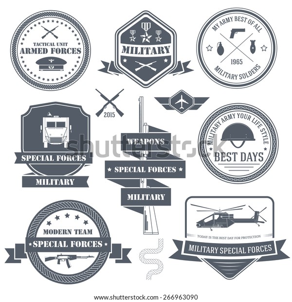 Military Army Set Label Template Emblem: immagine vettoriale stock ...