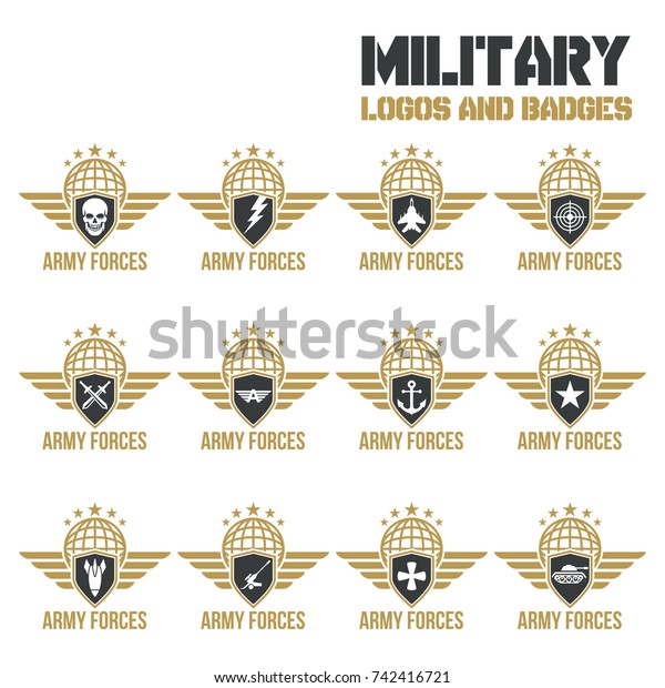 Military Army Set Label Template Emblem 库存矢量图（免版税）742416721 | Shutterstock