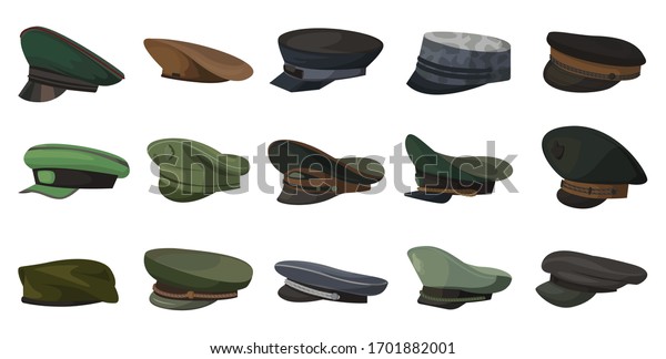 Military Cap Vector Cartoon Set Icon Stock Vector (Royalty Free) 1701882001